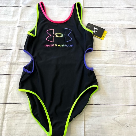 Under Armour | Swim | Nwt Under Armour Swimsuit Black With Neon Trim ...